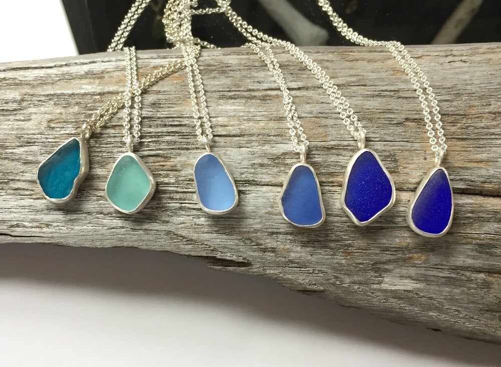 Silver seaglass pendants | Lisa Hall Studio